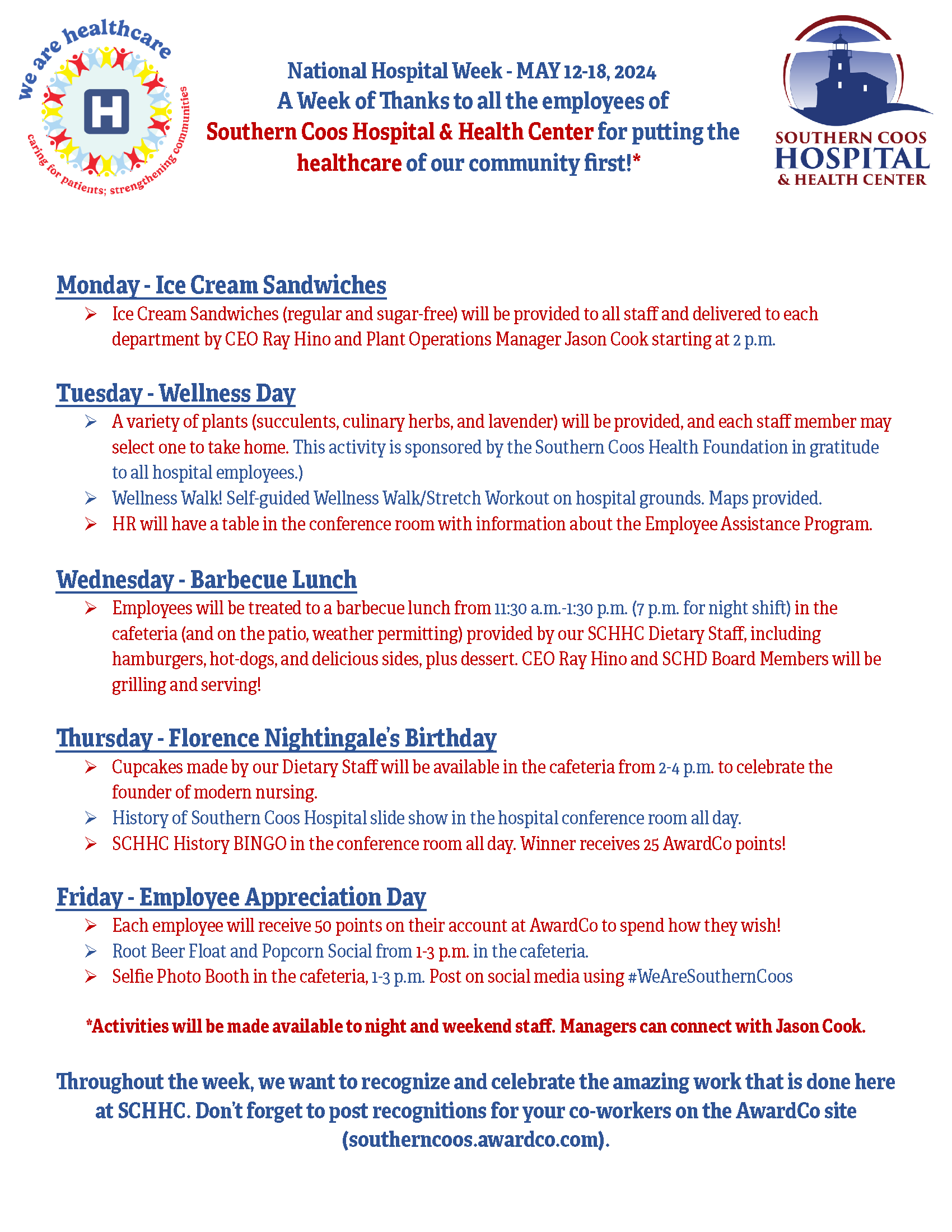 National Hospital Week Celebrated at SCHHC – Southern Coos Hospital and ...